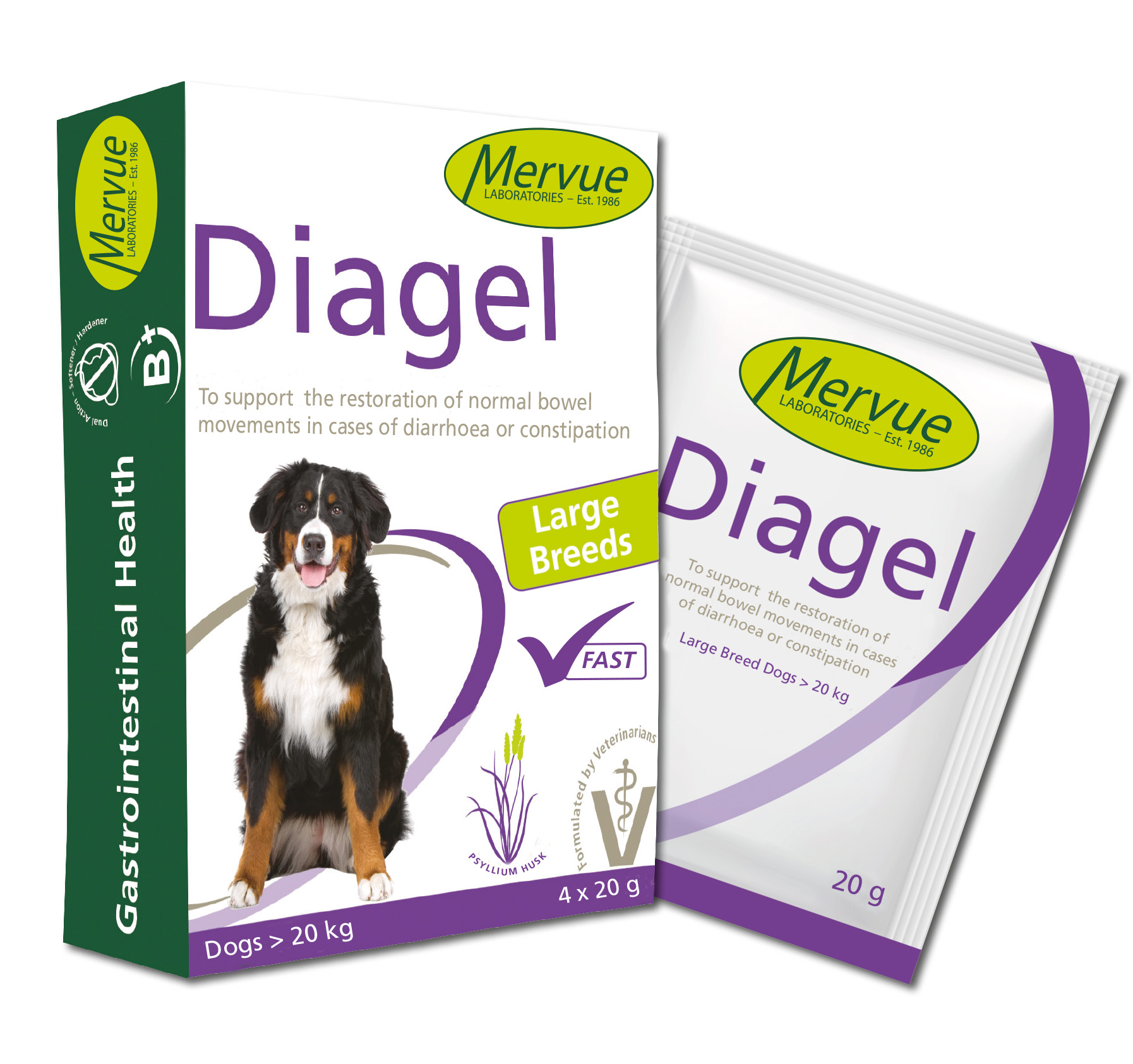 Diagel for Large Dog Breeds - 4x20g - Digestive Support - Mervue ...